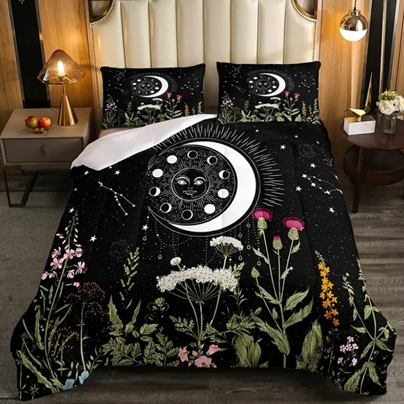 roses_garden | Bedding | Moon Stars Botanical Queen Comforter Set Nwt ...